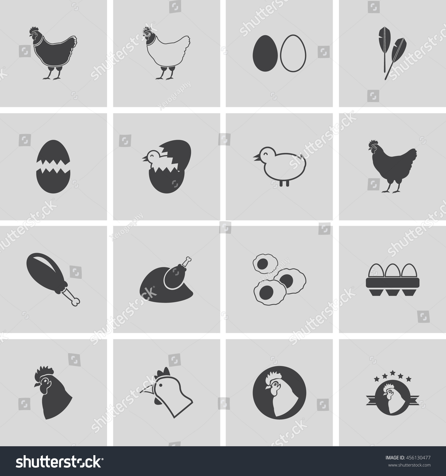 Vector Chicken Icon Set Stock Vector (Royalty Free) 456130477