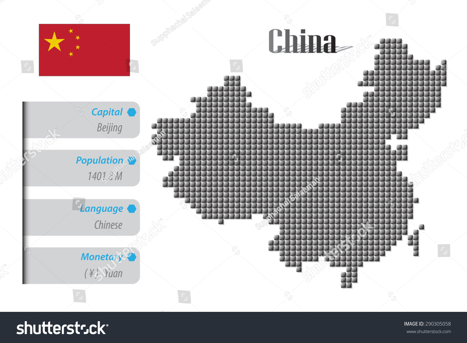 Vector China Map Info Metallic Pixel Stock Vector (Royalty Free) 290305058