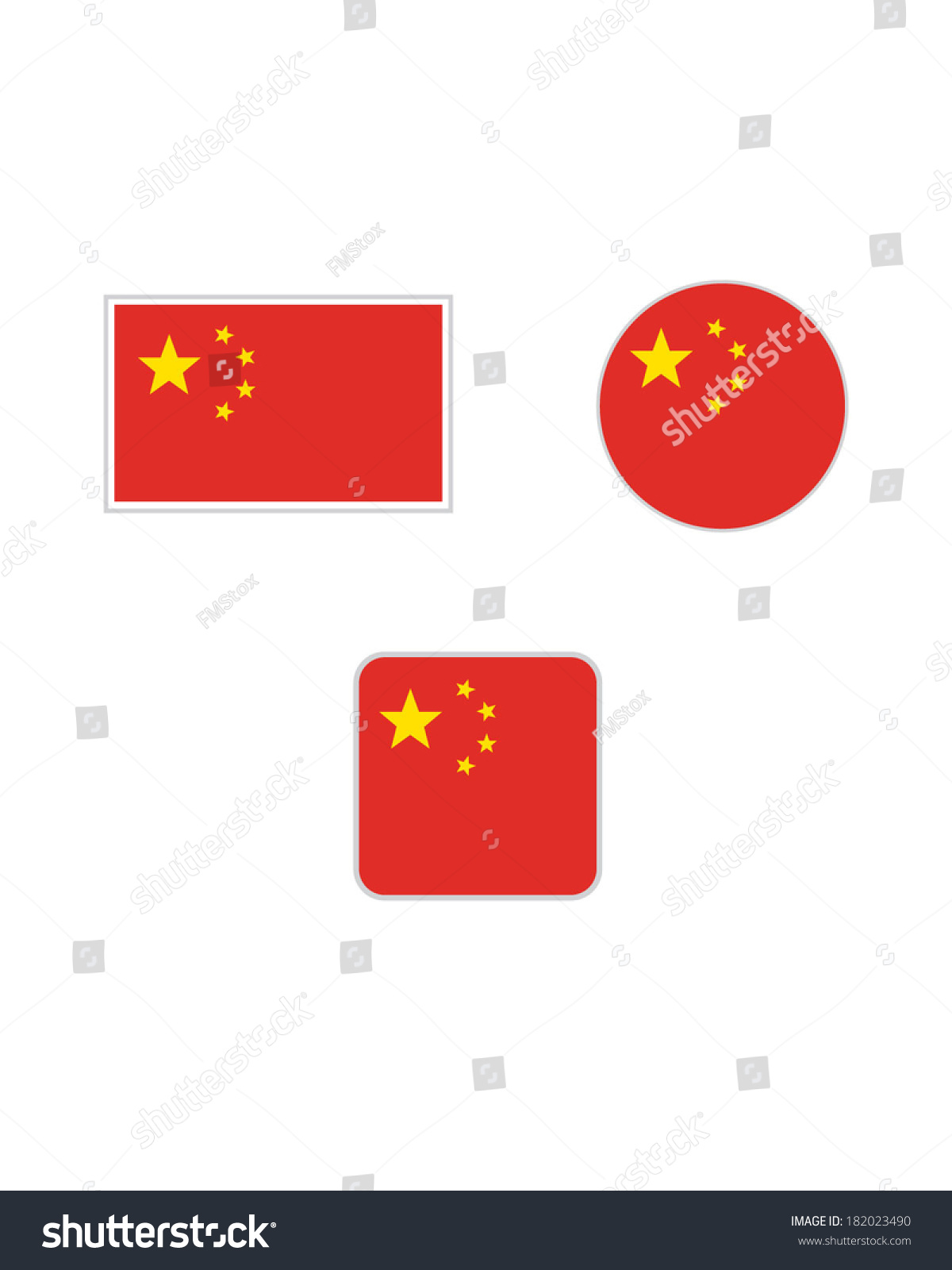 Vector Chinese Flag Icon Set Stock Vector (Royalty Free) 182023490