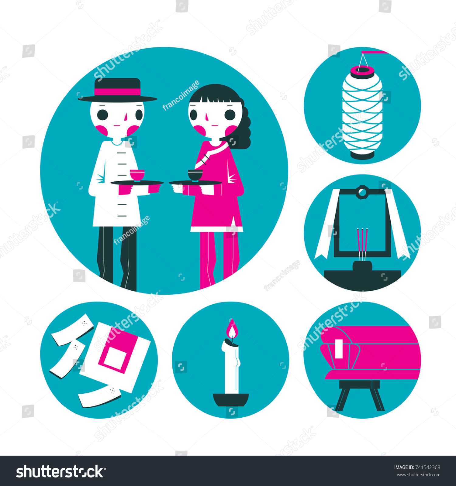 Vector Chinese Funeral Items Stock Vector (Royalty Free) 741542368 ...