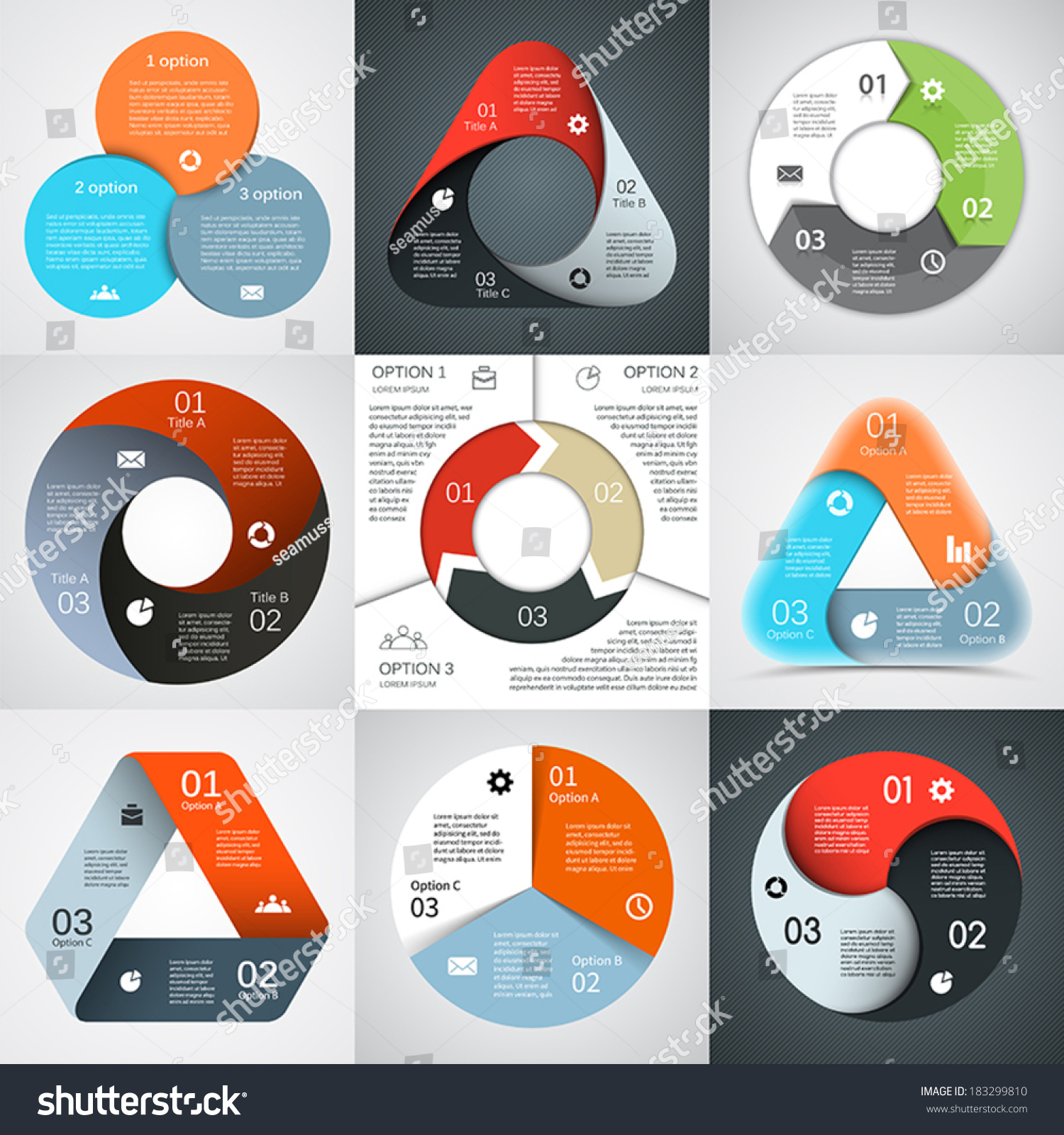 Vector Circle Triangle Infographics Set Template Stock Vector (Royalty ...