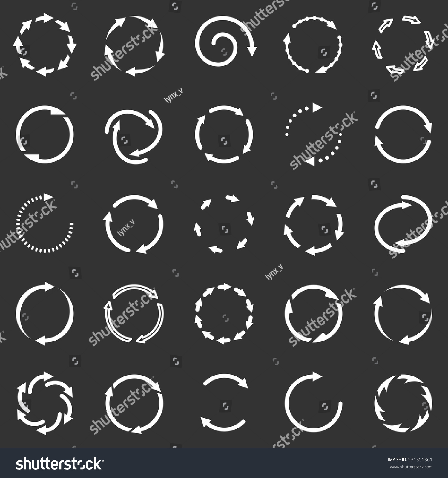 Vector Circle Arrows Icon Set Stock Vector (Royalty Free) 531351361