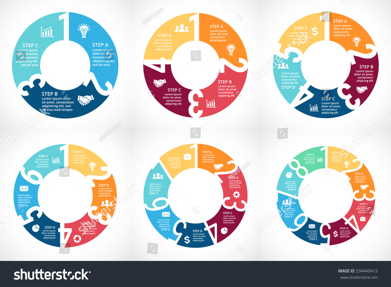Vector Circle Arrows Numbers 1 2 Stock Vector (Royalty Free) 534440413 ...