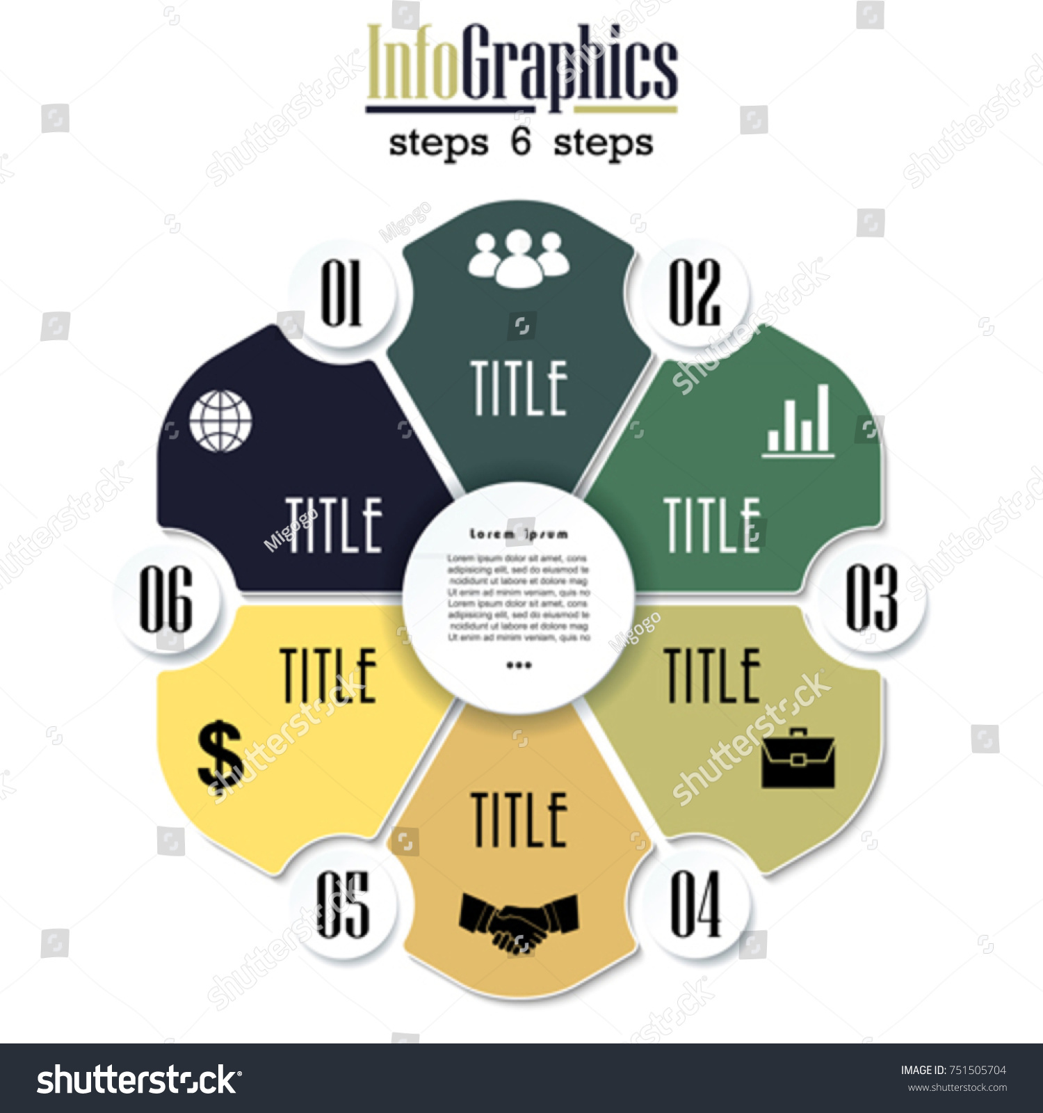 Vector Circle Chart Infographic Template 6 Stock Vector (Royalty Free ...