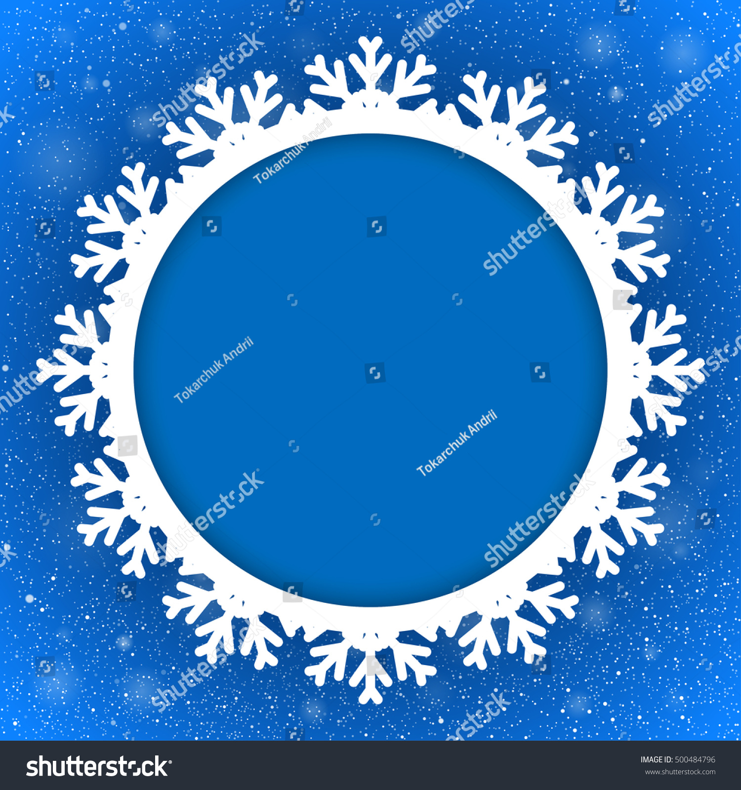 Vector Circle Frame Snowflake Falling Snow Stock Vector 500484796 ...