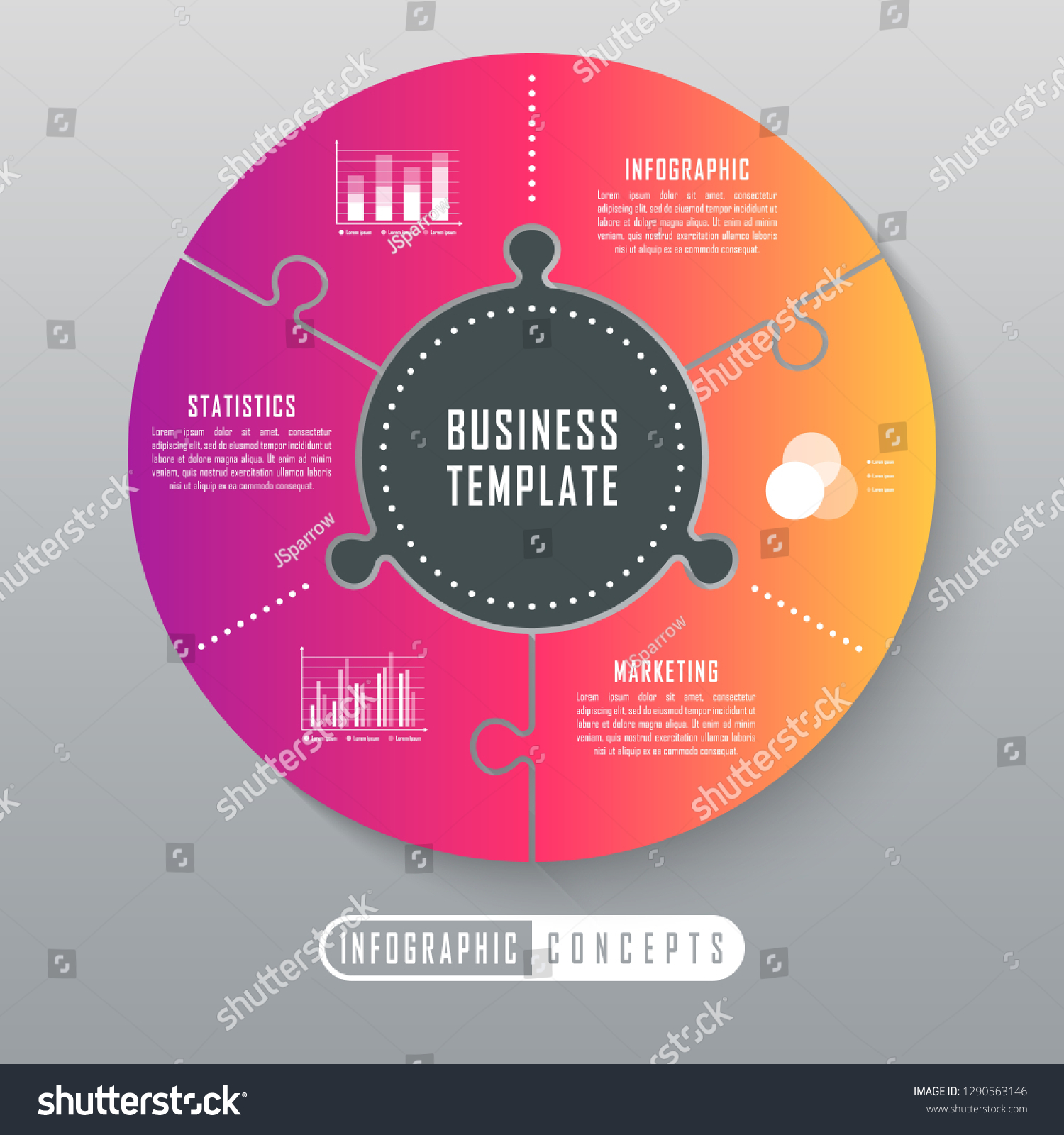 Vector Circle Infographics Template Round Chart Stock Vector (Royalty ...