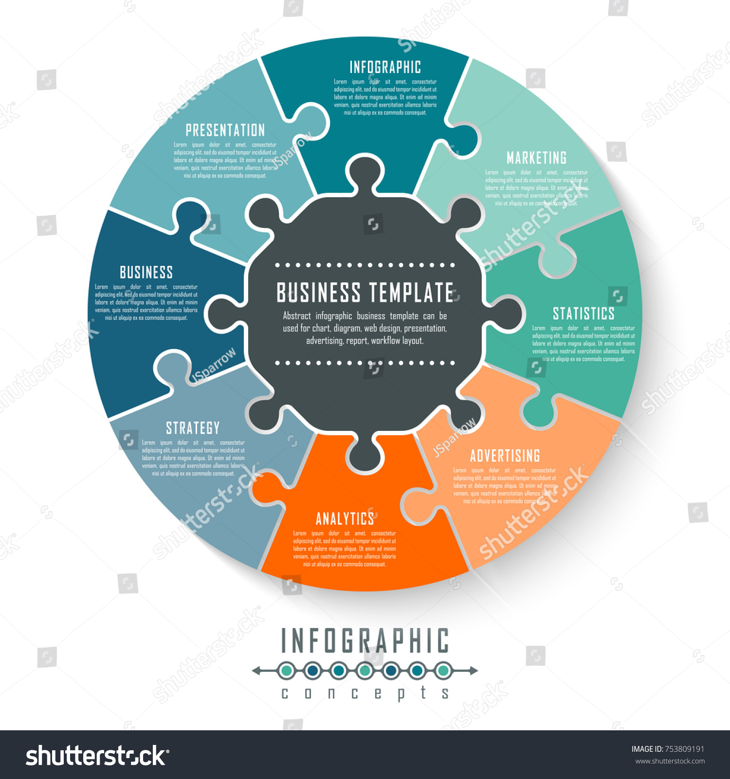 Vector Circle Infographics Template Round Chart Stock Vector (Royalty ...