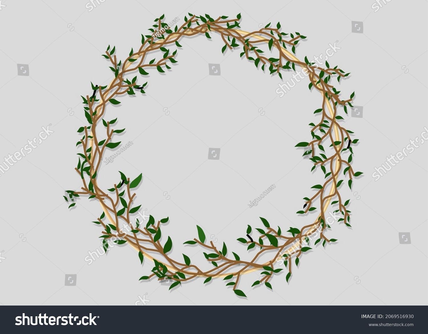 Vector Circle Leaf Flower Frame Stock Vector (Royalty Free) 2069516930 ...