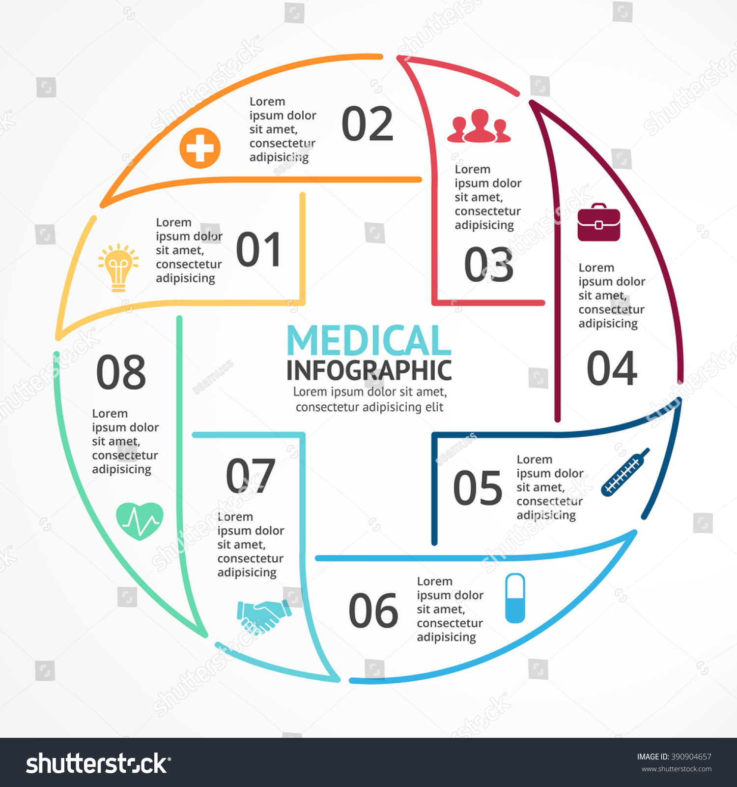 Vector Circle Plus Sign Linear Infographic Stock Vector (Royalty Free ...