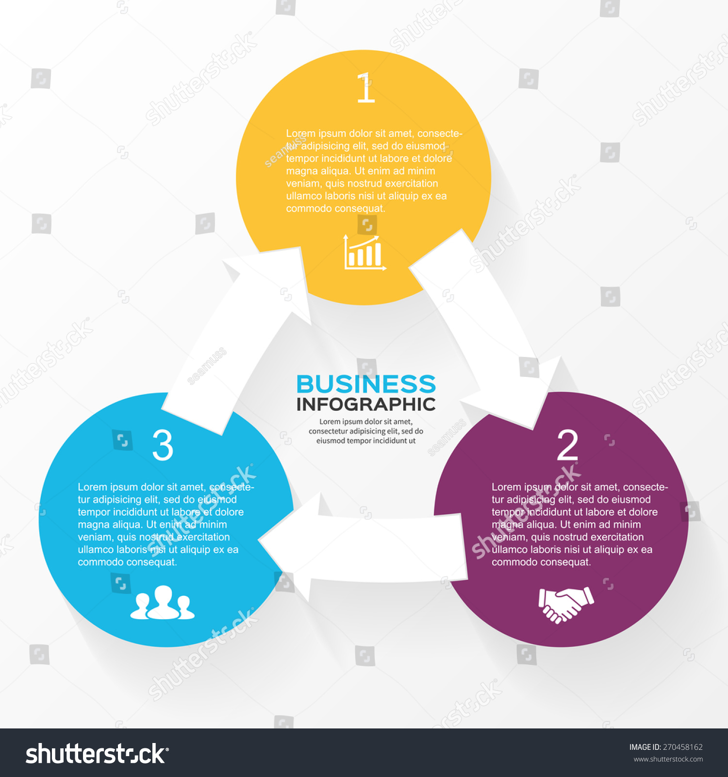 Vector Circle Triangle Infographic Template Cycle Stock Vector (Royalty ...