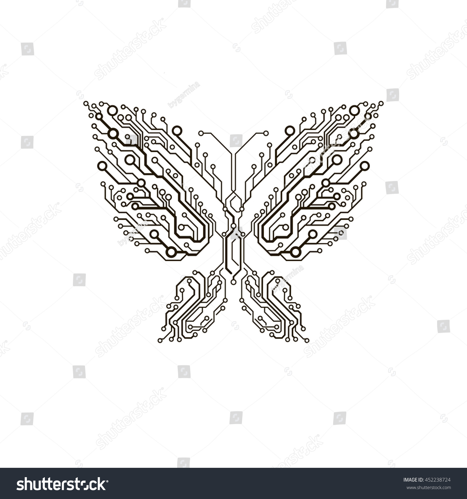Vector Circuit Board Butterfly Stock Vector (Royalty Free) 452238724 ...