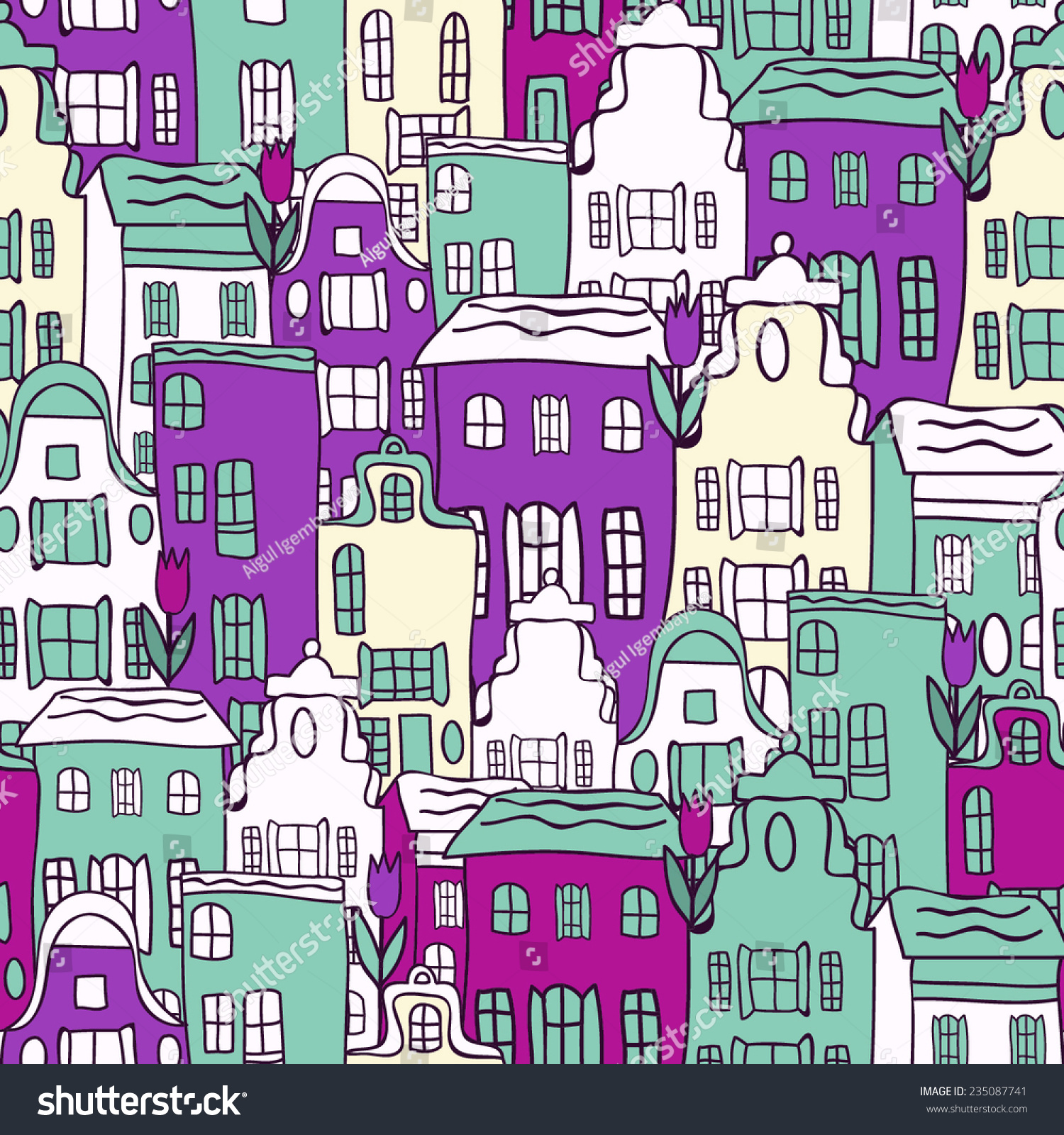 Vector City Pattern Cute City Background Stock Vector (Royalty Free ...