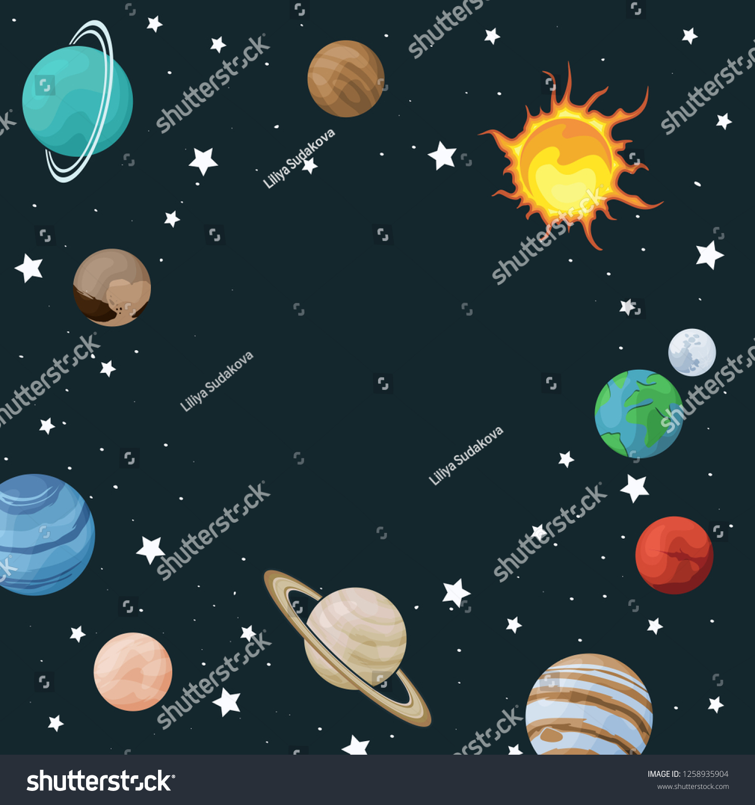 Vector Clip Art Set Solar System Stok Vektör (Telifsiz) 1258935904 ...