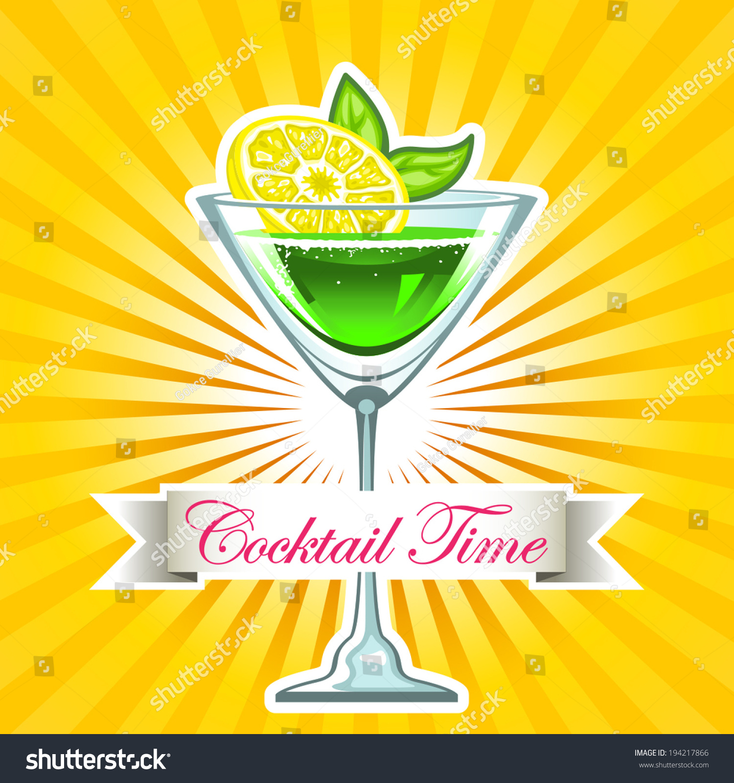 Vector Cocktail Time Background Design Stock Vector (Royalty Free ...