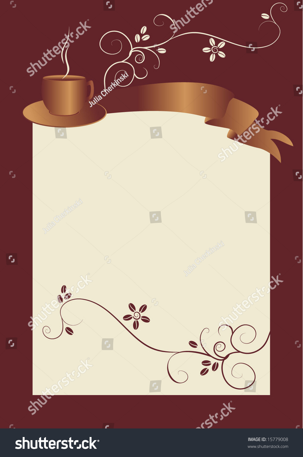 Vector Coffee Cup Frame Bckground: เวกเตอร์สต็อก (ปลอดค่าลิขสิทธิ์ ...