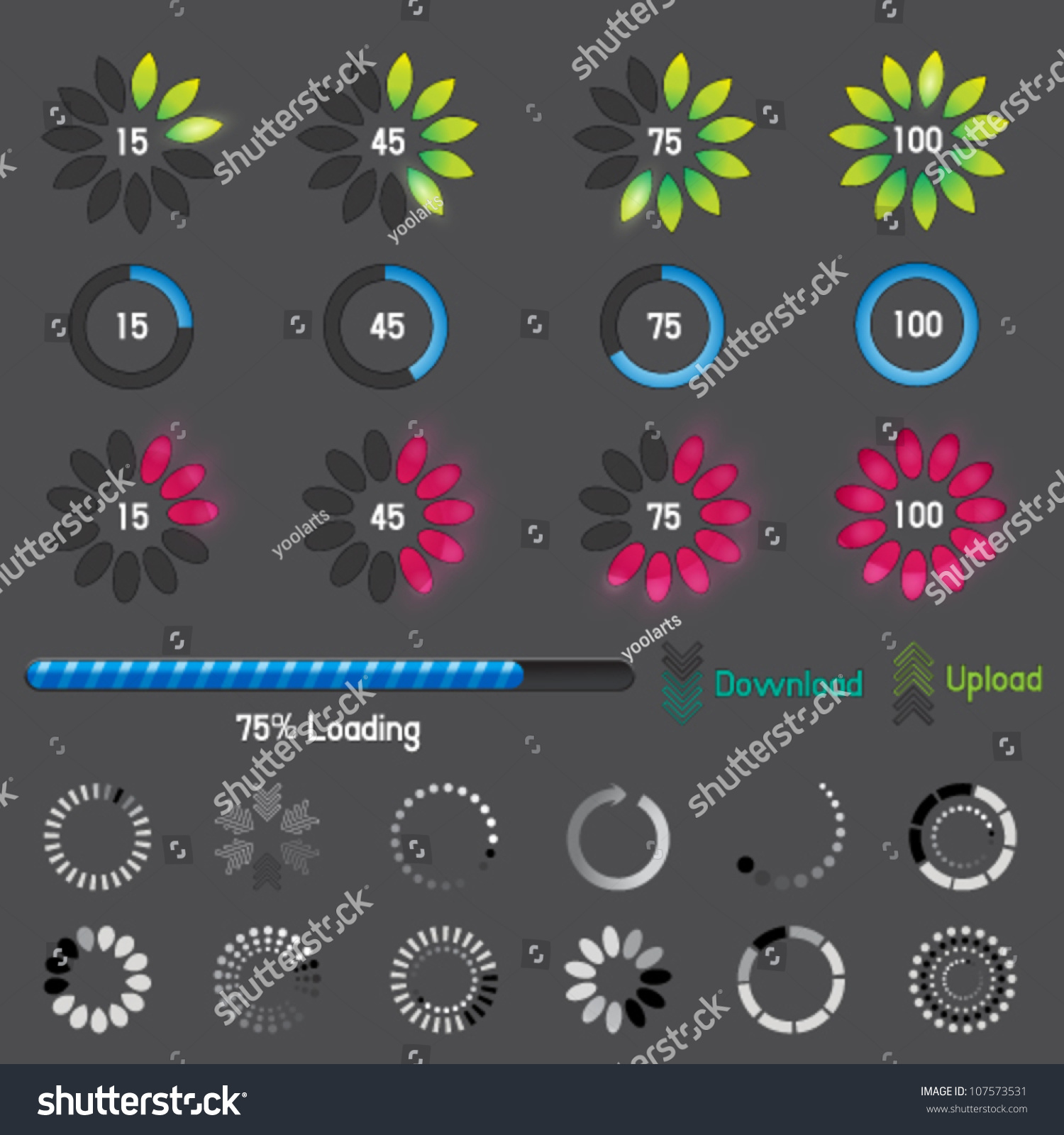 Vector Collection Modern Preloaders Progress Loading Stok Vektör ... Vector Collection Modern Preloaders Progress Loading Stok Vektör ...