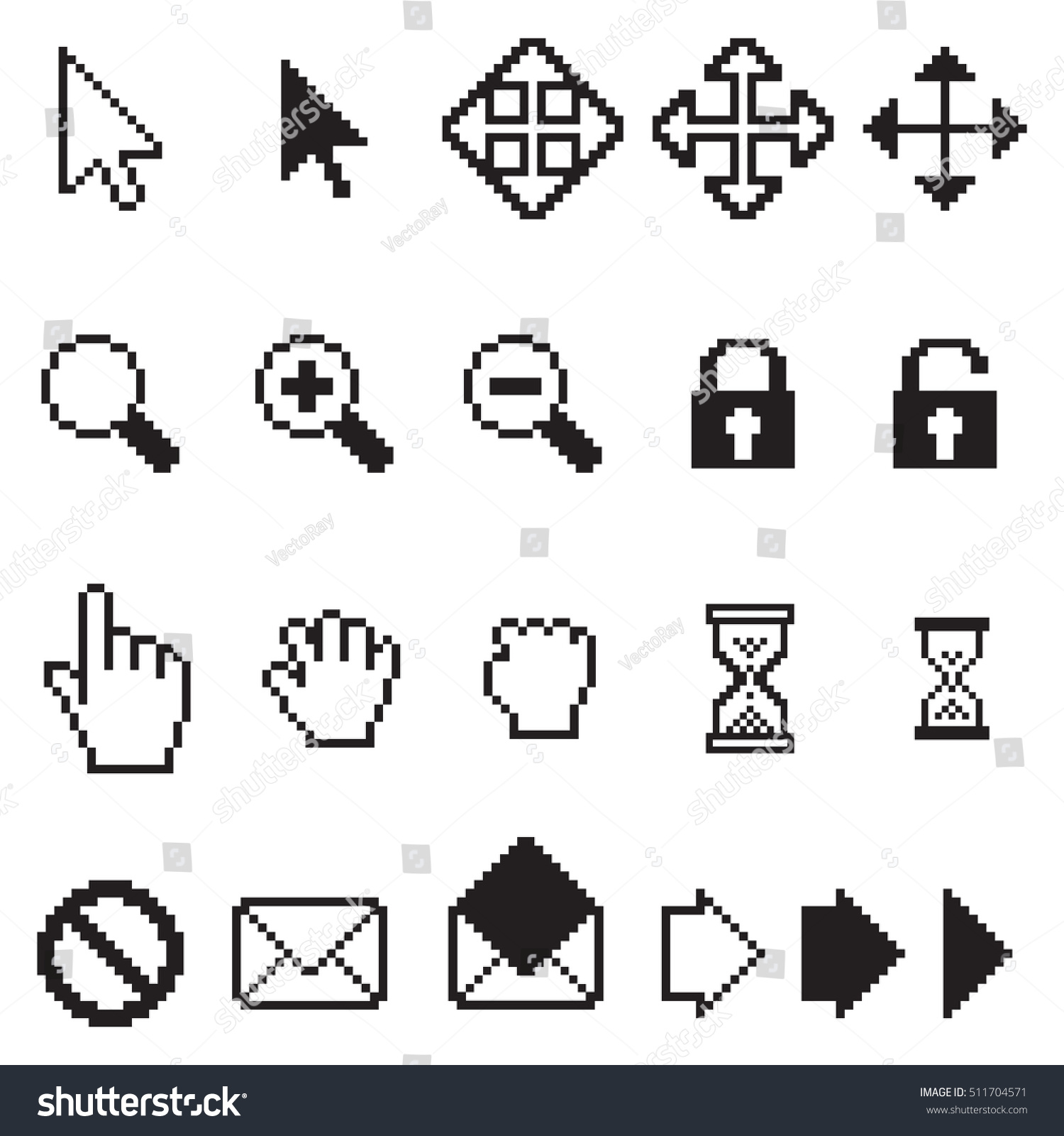 Vector Collection Pixel Computer Icons: เวกเตอร์สต็อก (ปลอดค่าลิขสิทธิ์ ...