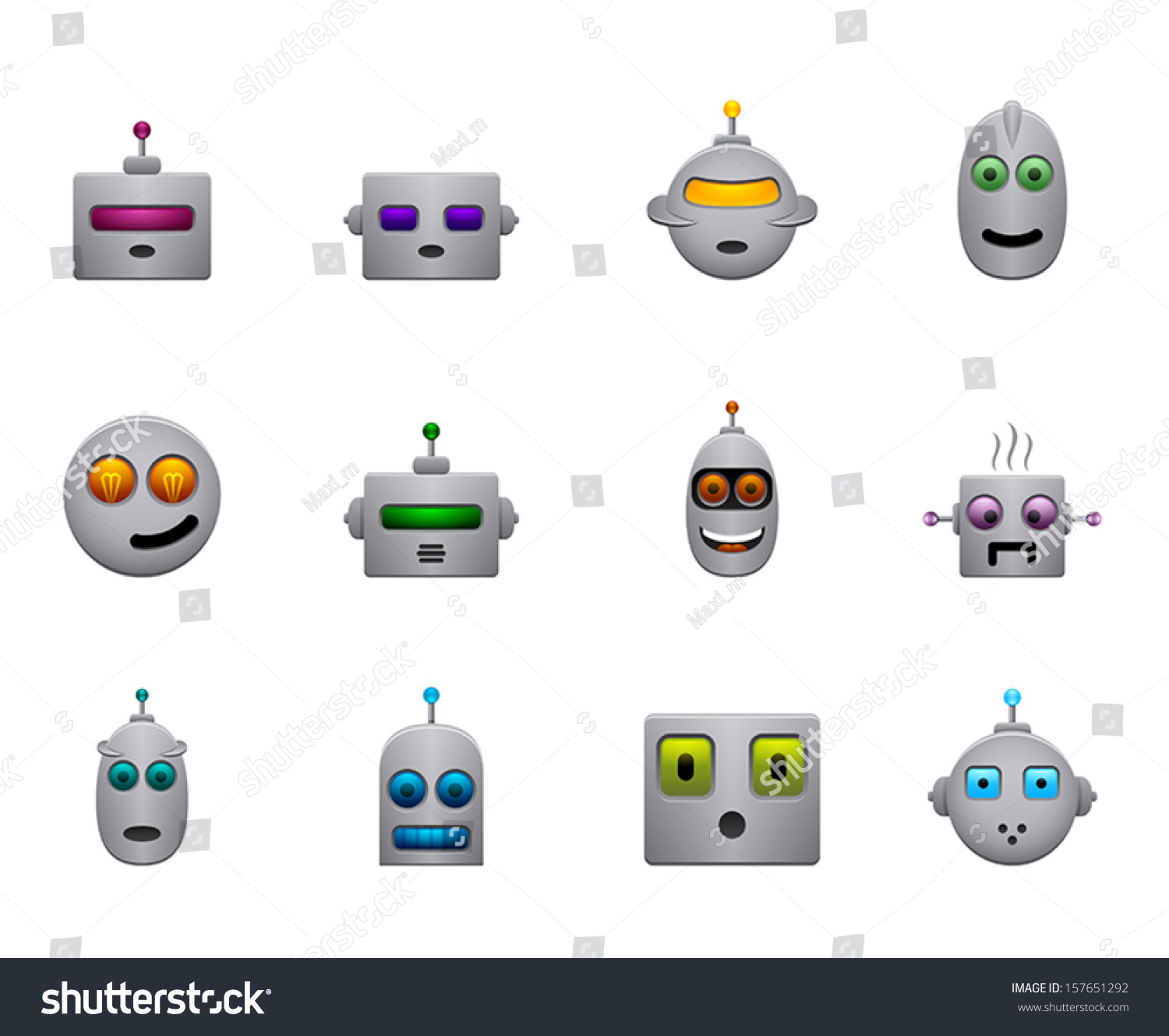 「Vector Collection Robots Faces Whit Color」のベクター画像素材（ロイヤリティフリー ...