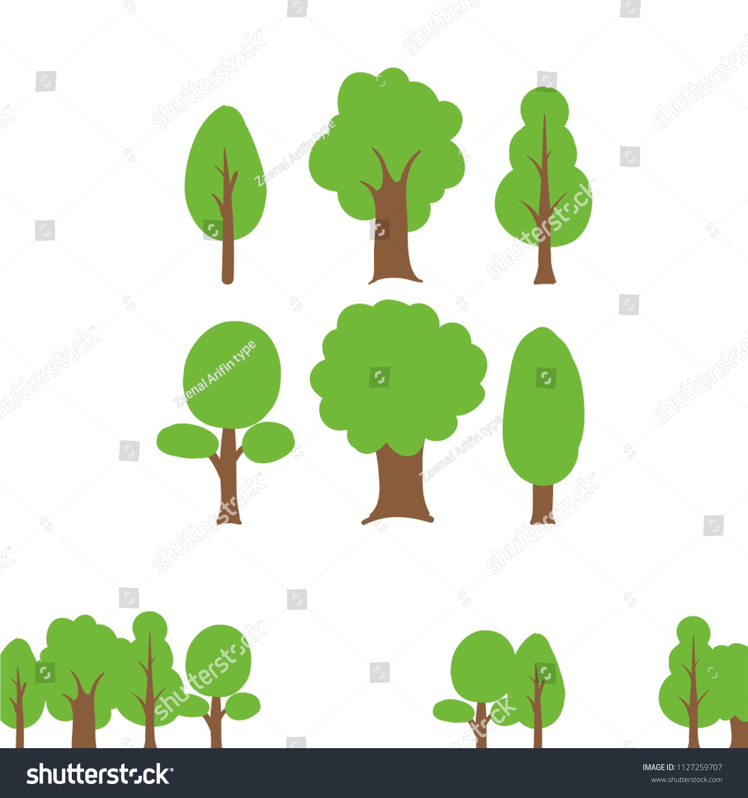 Vector Collection Tree Illustration Carton Stock Vector (Royalty Free ...