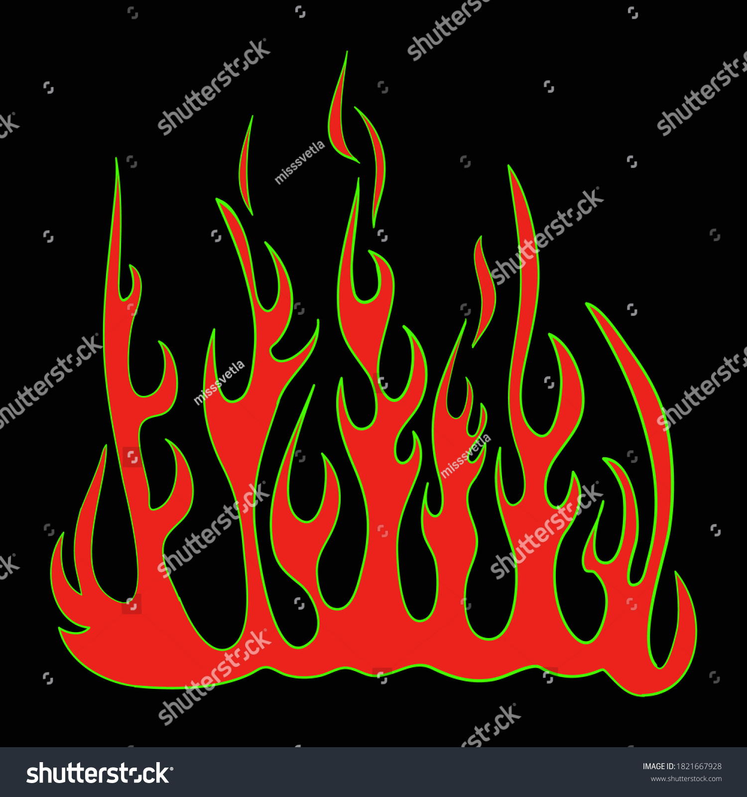 Vector Color Drawing Fire Flame Stock Vector (Royalty Free) 1821667928 ...