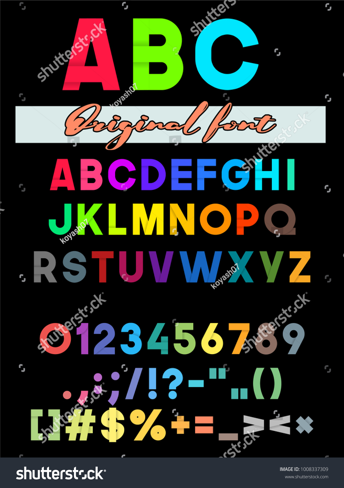 Vector Color Font Abc Alphabet: เวกเตอร์สต็อก (ปลอดค่าลิขสิทธิ์) 1008337309