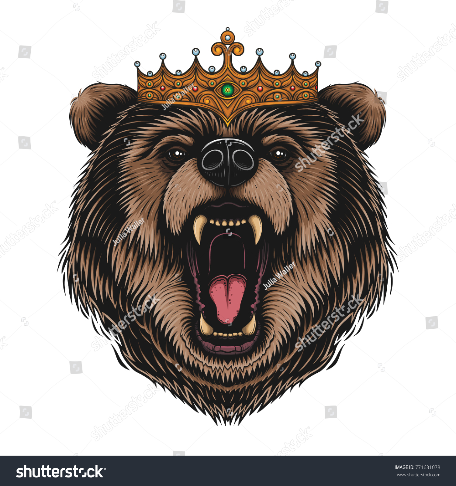 Vector Color King Bear Illustration: vector de stock (libre de regalías ...