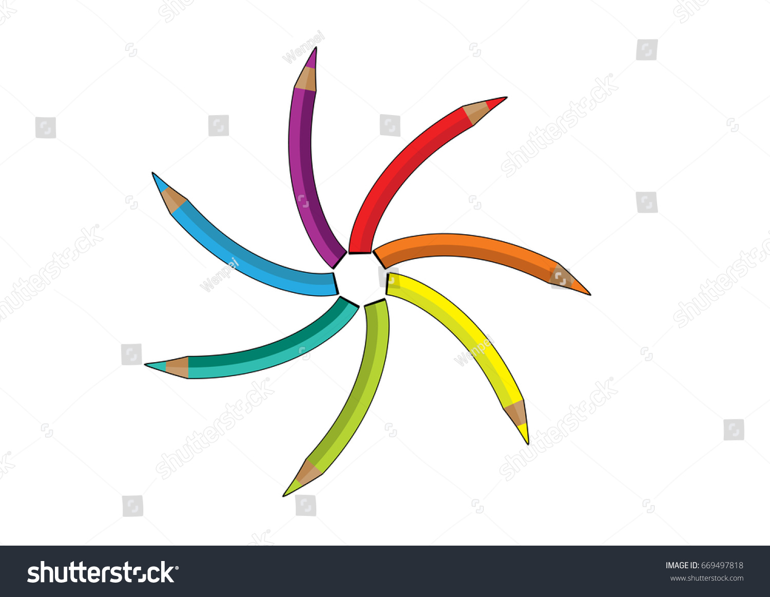 Vector Color Pencil Logo Design Stock Vector (Royalty Free) 669497818 ...