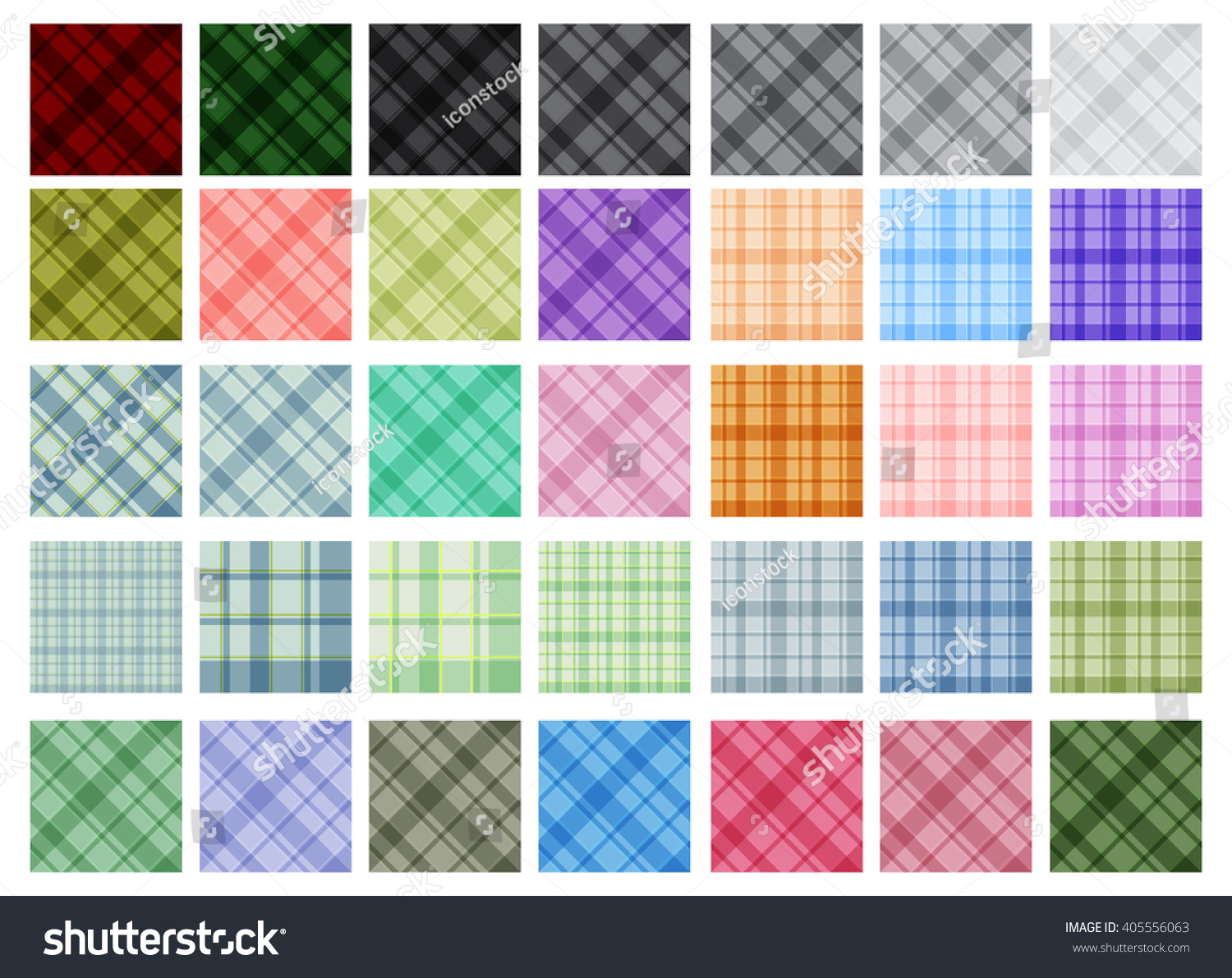 Vector Color Plaid Seamless Patterns Set Stock Vector (Royalty Free ...