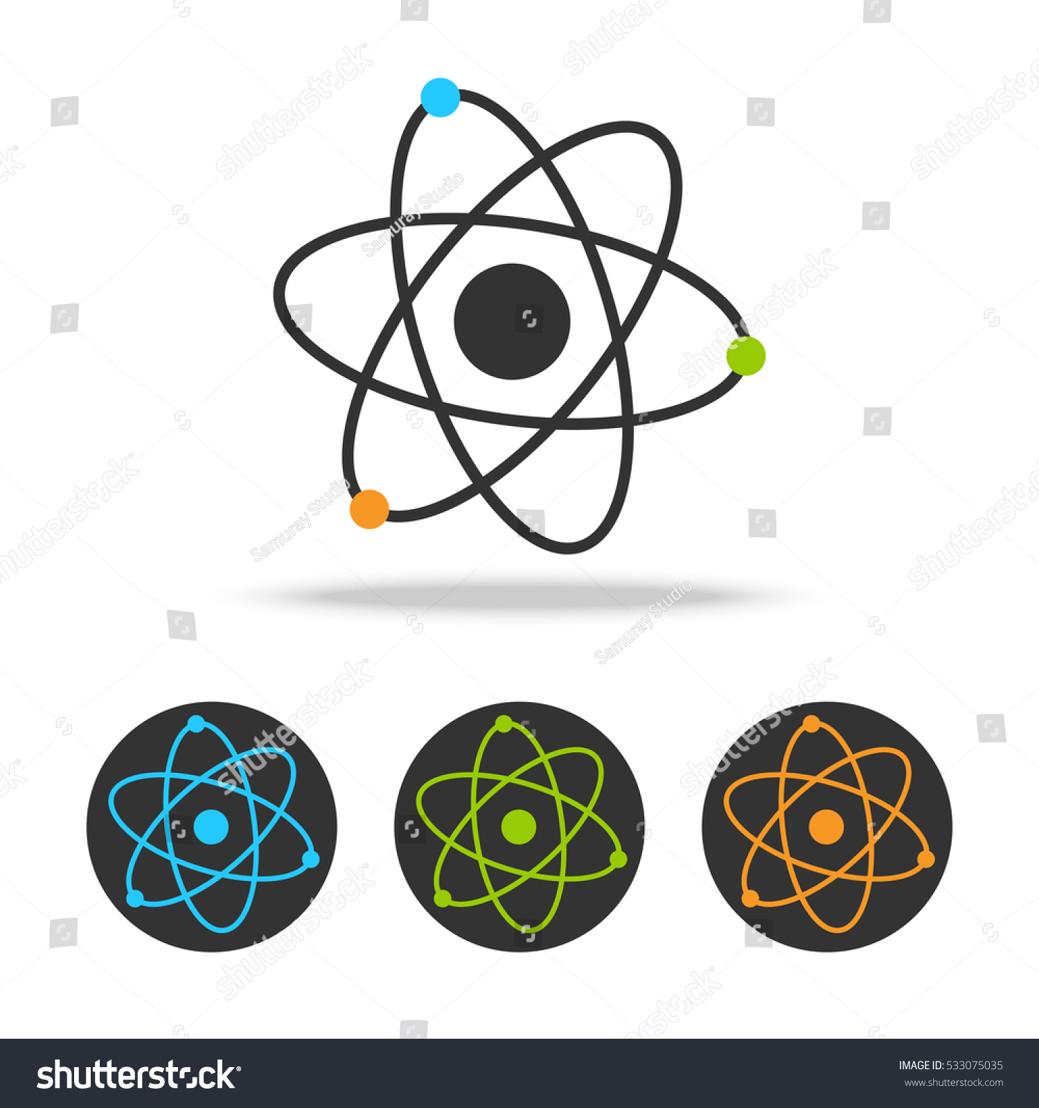 Vector Colorful Atom Icon Set Stock Vector (Royalty Free) 533075035