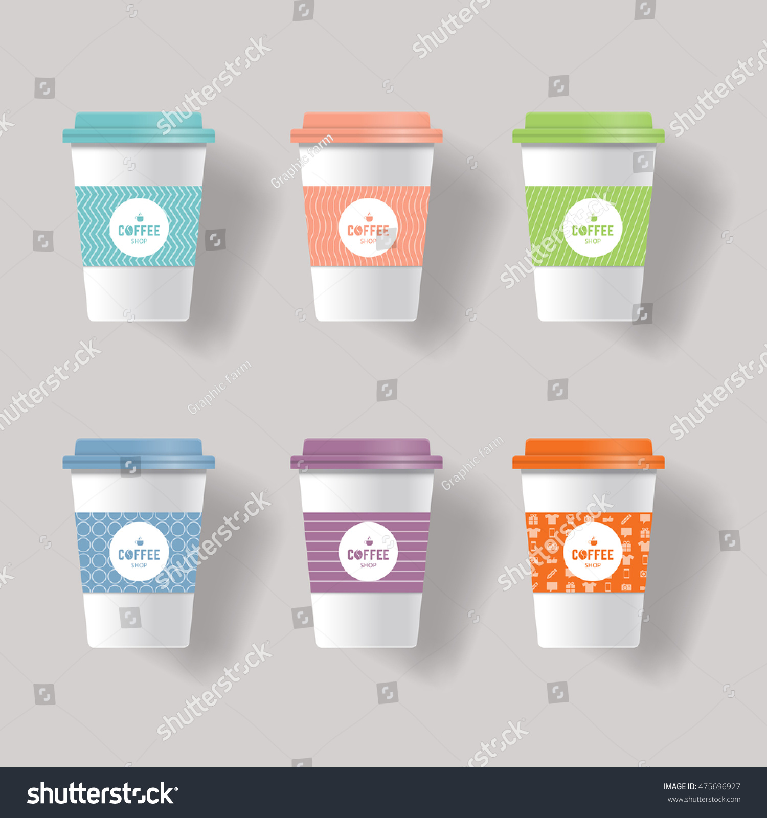 Vector Colorful Coffee Cup Design Template: เวกเตอร์สต็อก (ปลอดค่า ...