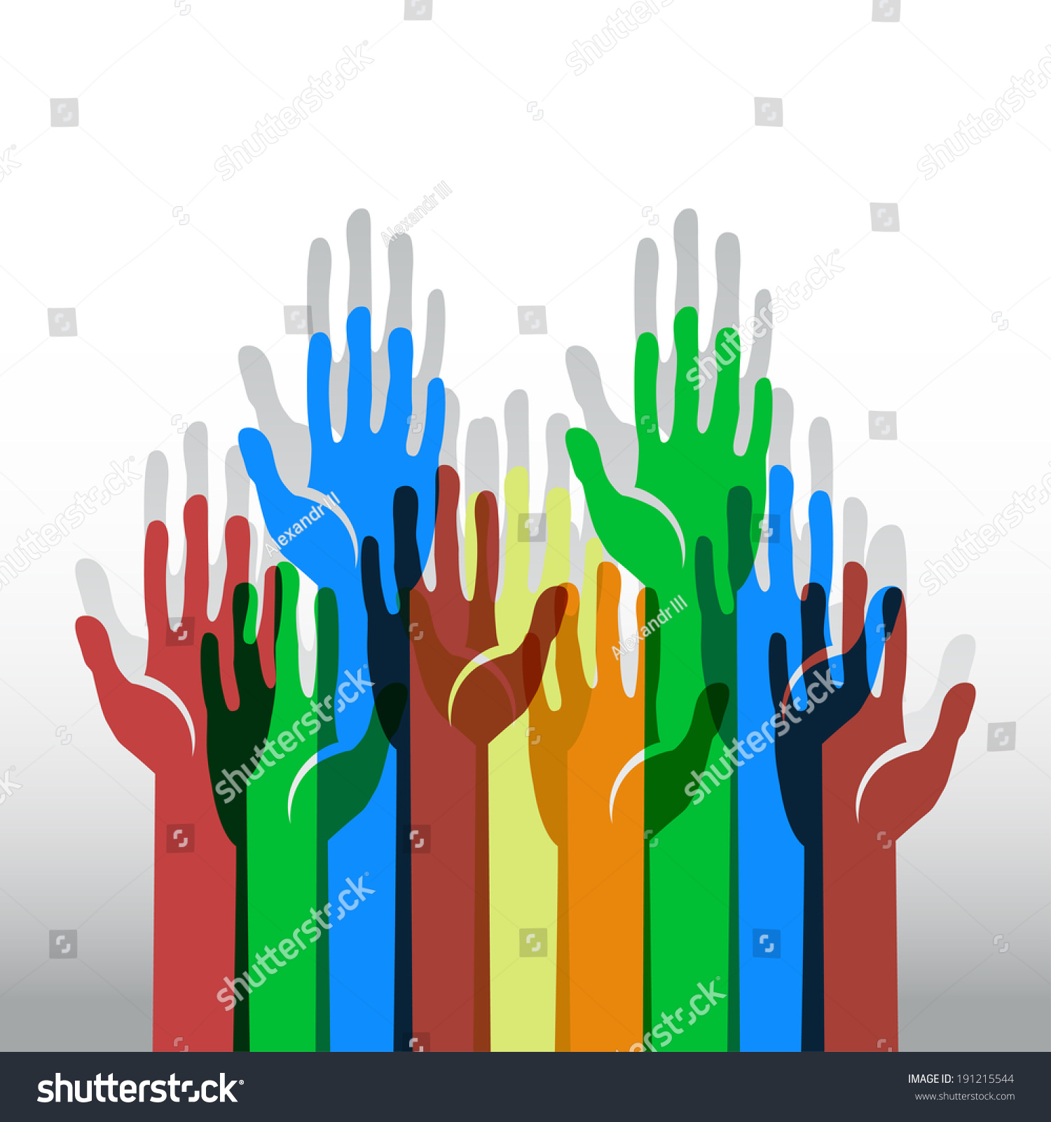 Vector Colorful Hands Concept Stock Vector (Royalty Free) 191215544