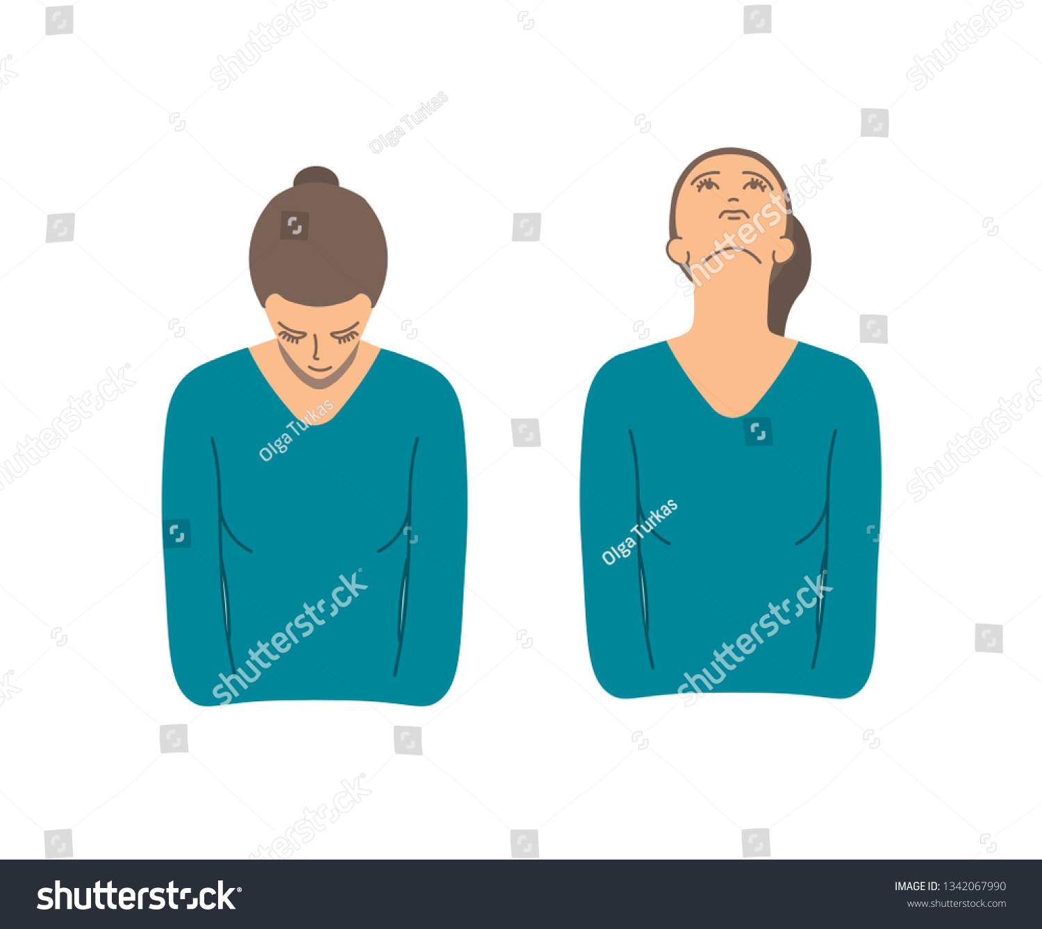 Vector Colorful Illustration Neck Exercises By Vector De Stock Libre De Regalías 1342067990