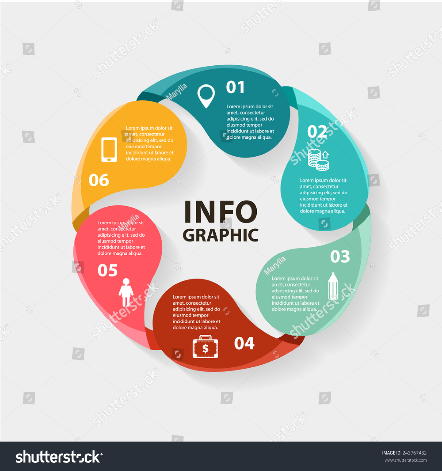 Vector Colorful Loop Infographic Template Diagram Stock Vector Royalty Free 243767482