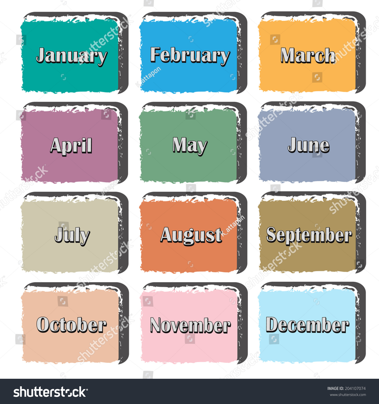 Vector Colorful Month Stock Vector (Royalty Free) 204107074