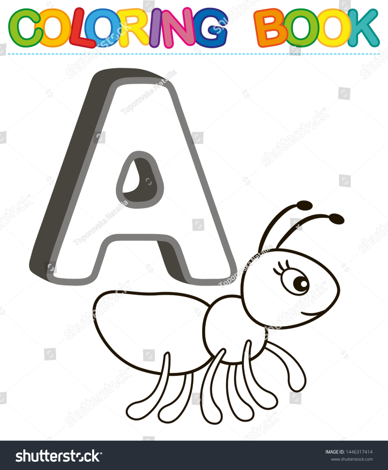 Vector Coloring Book Alphabet Capital Letters Stock Vector (Royalty ...