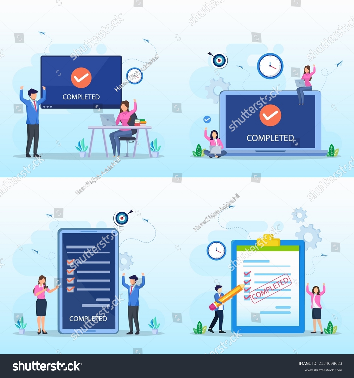 Vector Concept Complete Business Team Cheering Stock Vector (Royalty ...