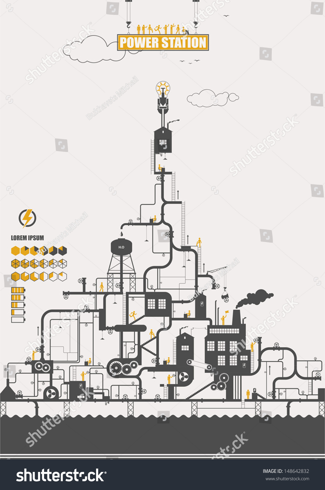 Vector Concept Power Station Infographic Stock Vector (Royalty Free ...