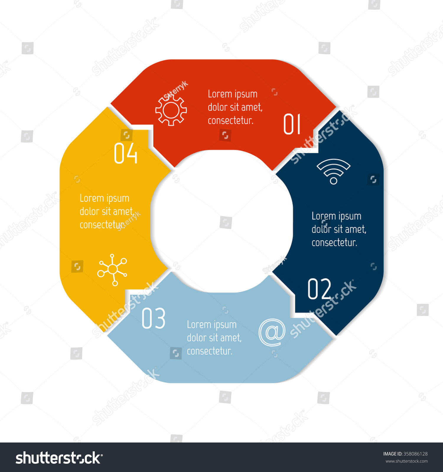 Vector Connected Arrow Infographic Diagram Circular Stock Vector ...