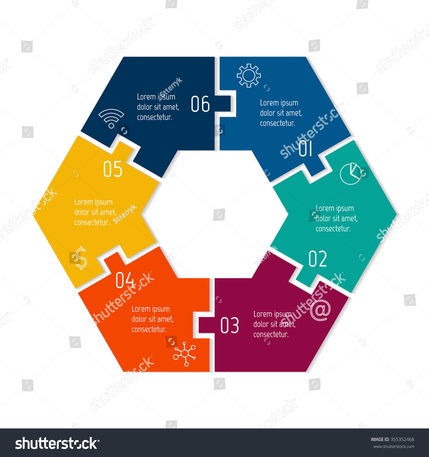 Vector Connected Polygonal Infographic Diagram Circular Stock Vector ...
