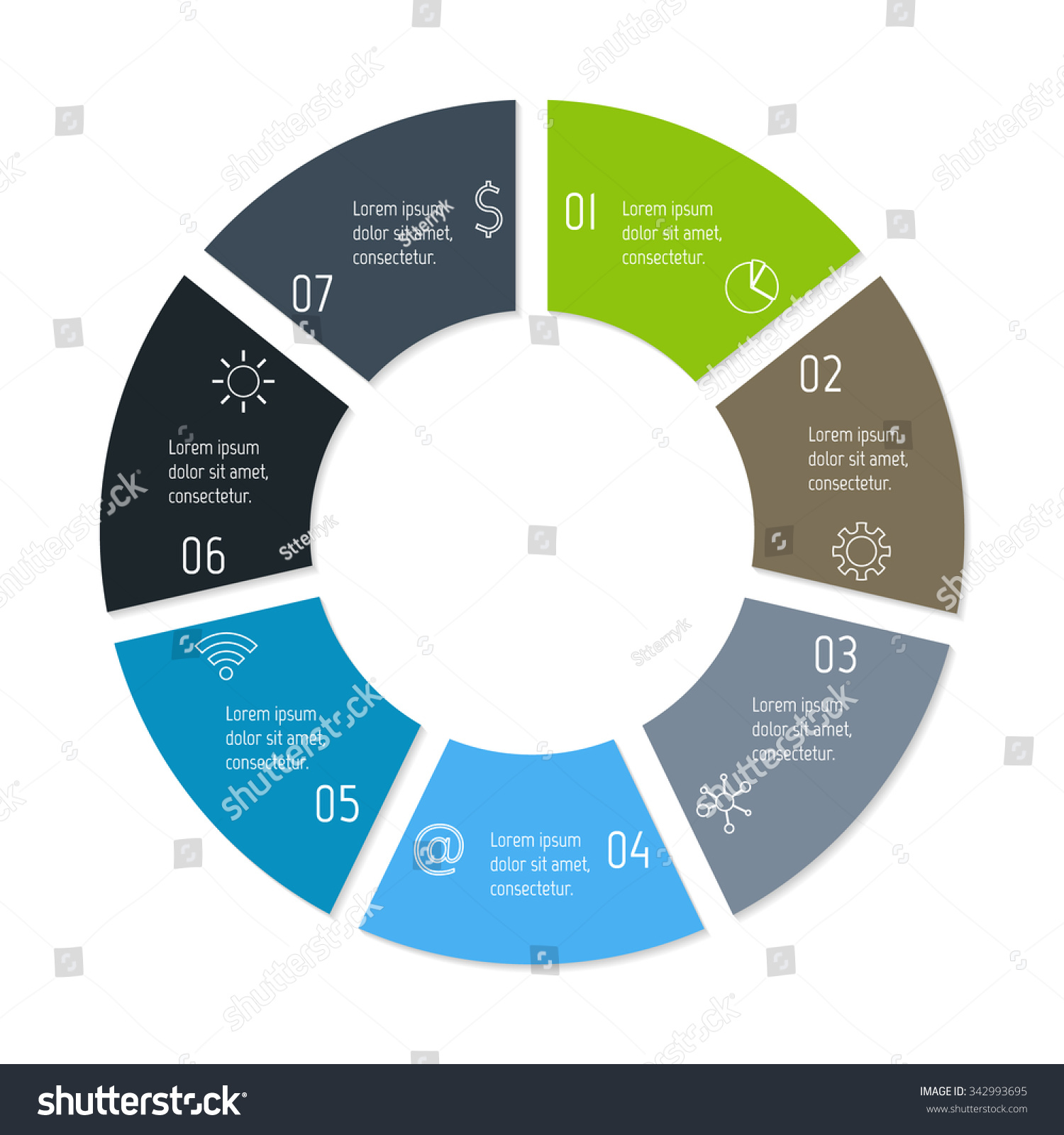 Vector Connected Round Infographic Diagram Circular Stock Vector ...