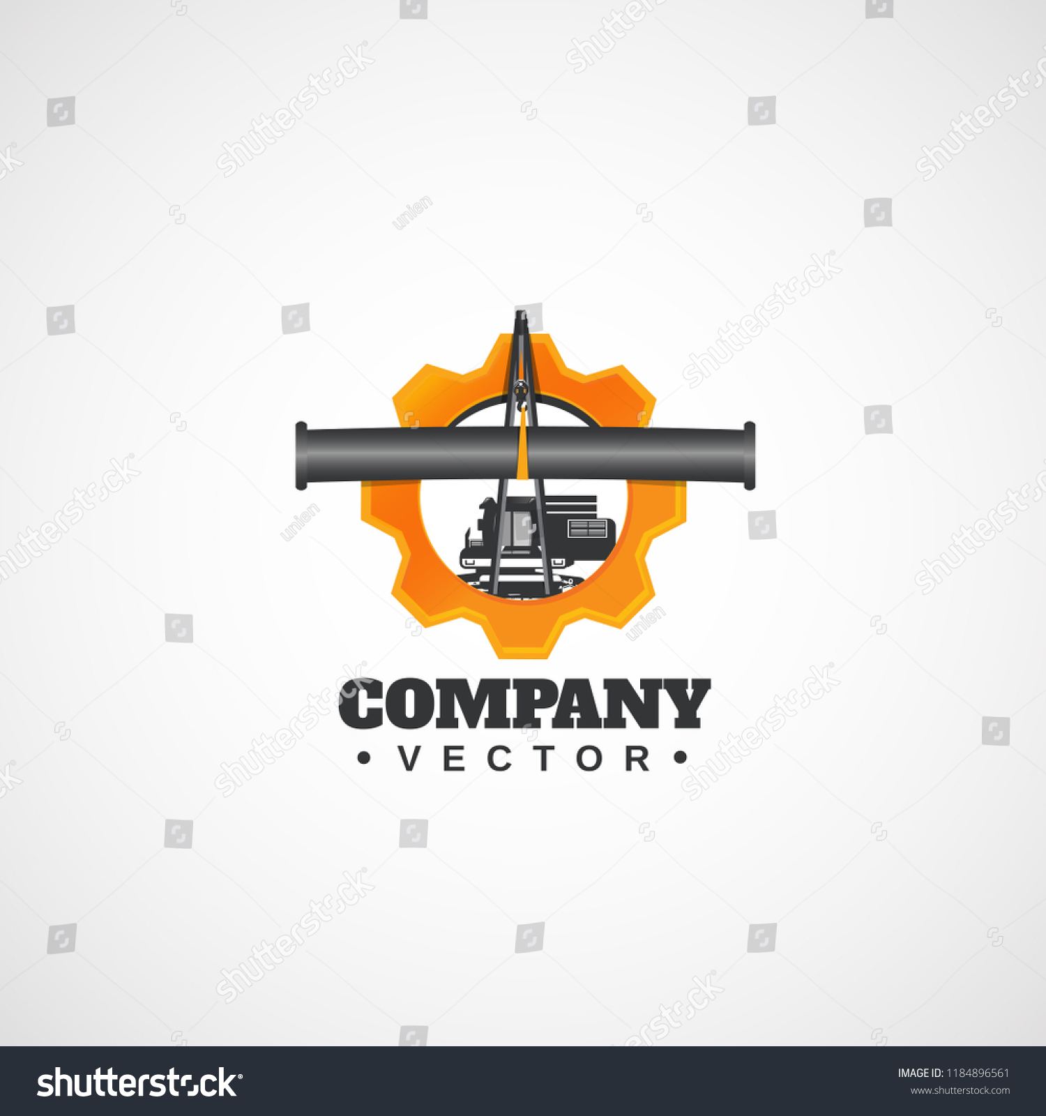 Vector Construction Pipelayer Gear Logo Stock Vector (Royalty Free ...