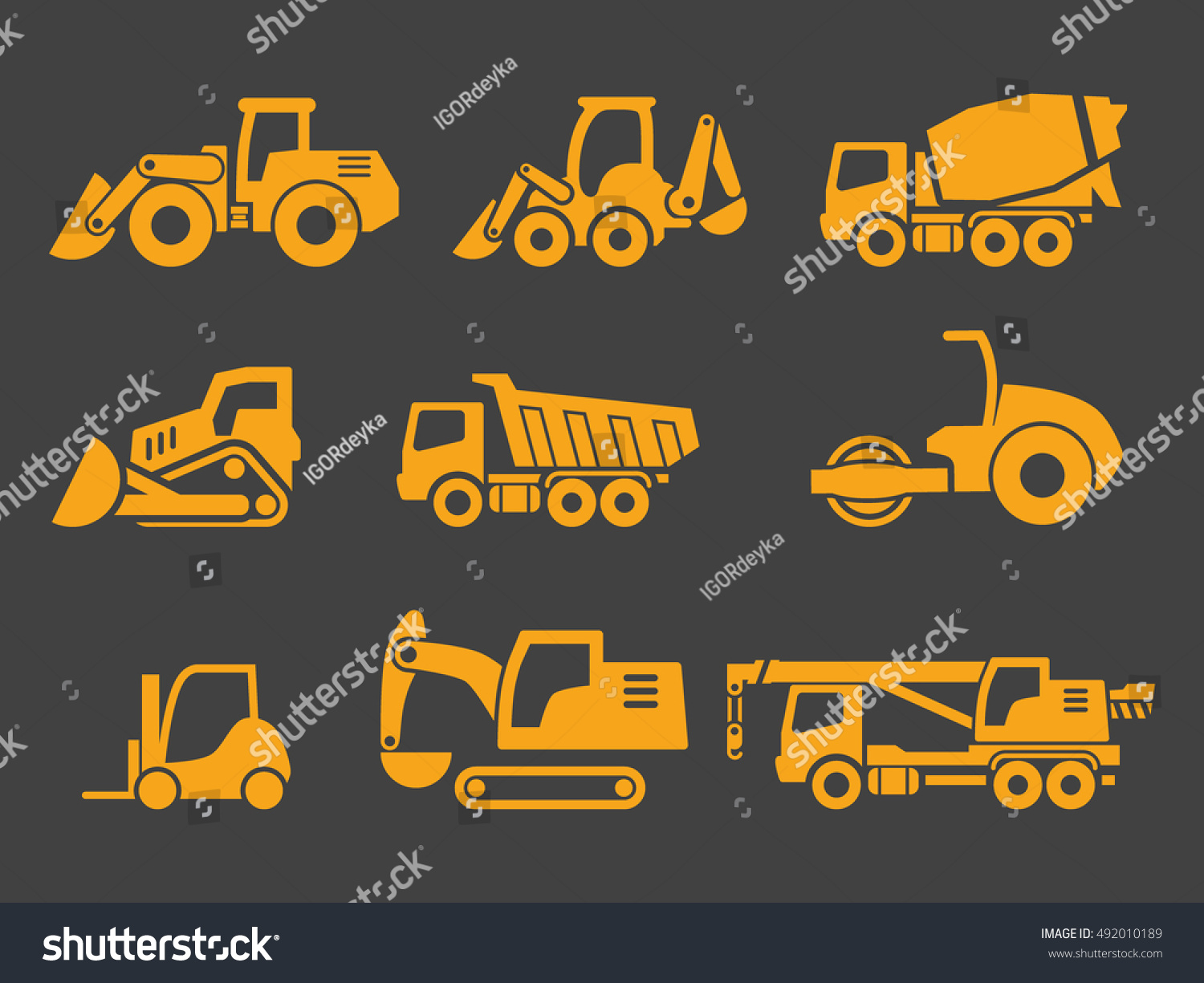 Vector Construction Transport Icons Set Stock Vector (Royalty Free ...