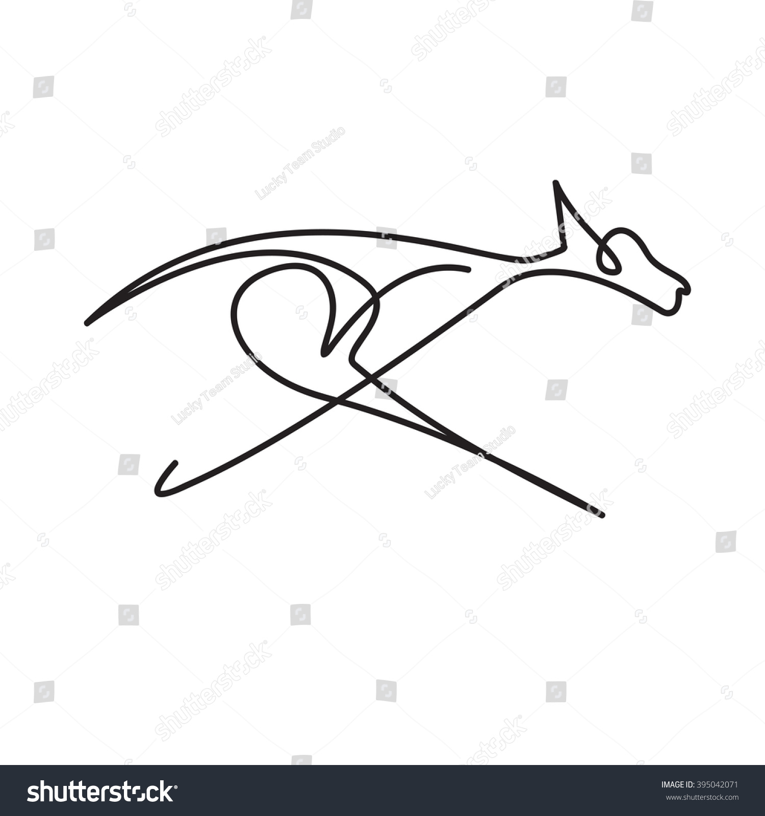 Vector Continuous Line Abstract Dog Running Stock Vector (Royalty Free ...