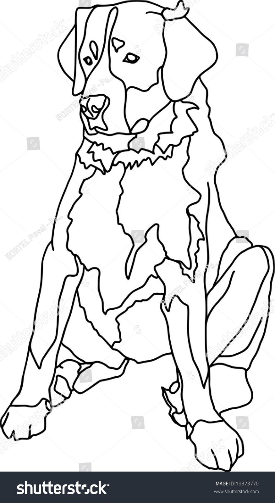 Vector Contour Dog Isolated On White Vector de stock (libre de regalías ...