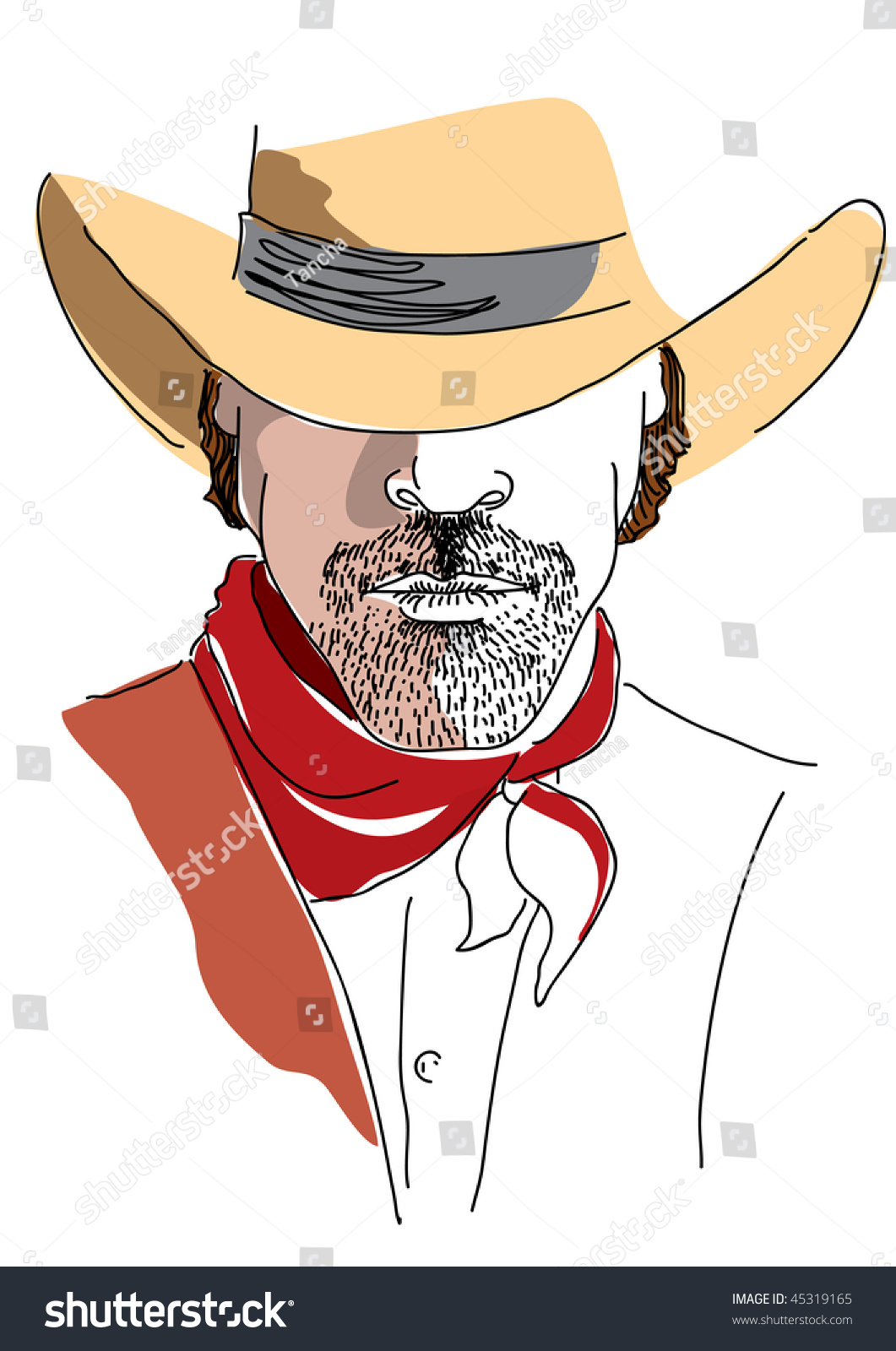 Vector Cowboy Face Portrait Stock Vector (Royalty Free) 45319165 ...