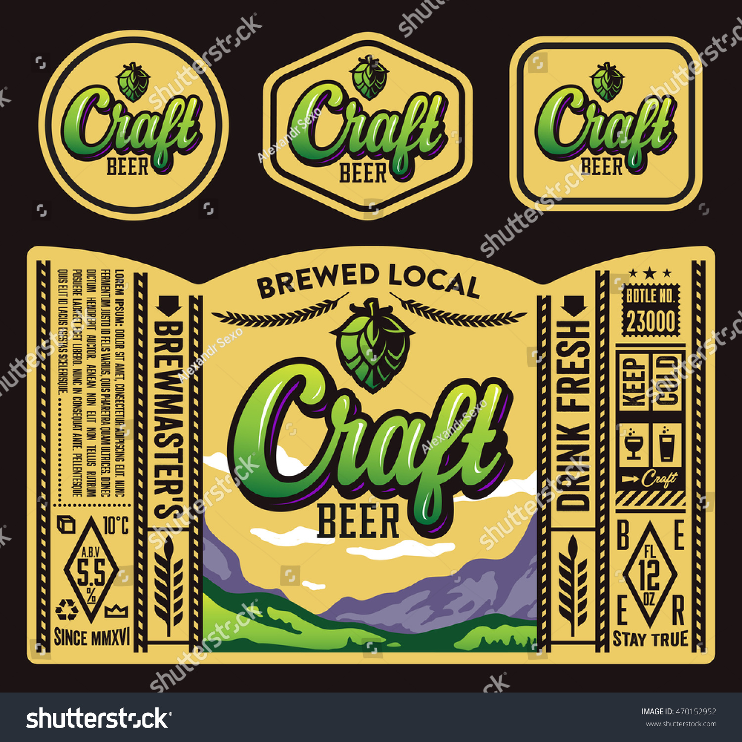 Vector Craft Beer Label Design Stock Vector (Royalty Free) 470152952 ...