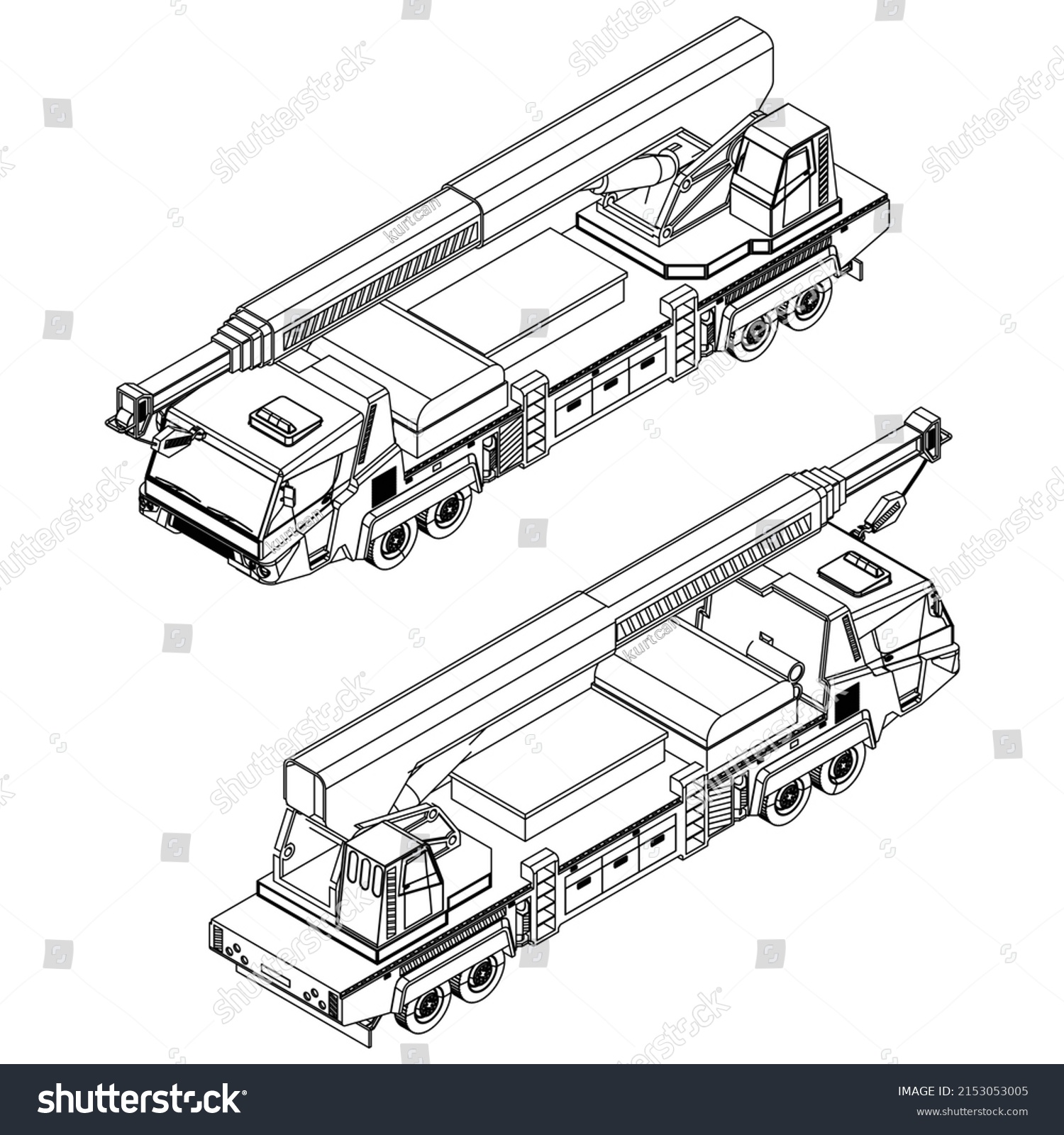 Vector Crane Truck Template Isolated On Stock Vector (Royalty Free ...
