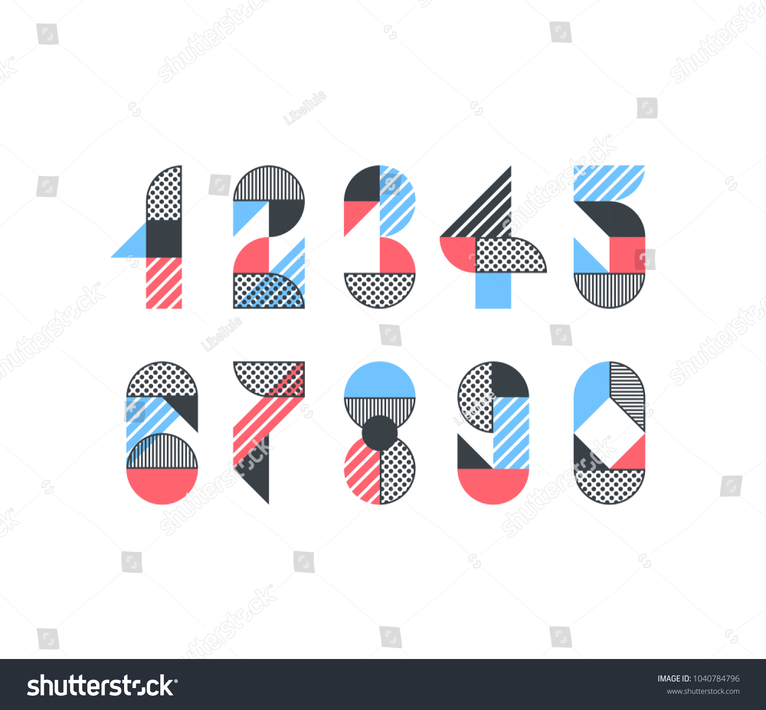 Vector Creative Color Geometry Shapes Numerals Stock Vector (Royalty ...