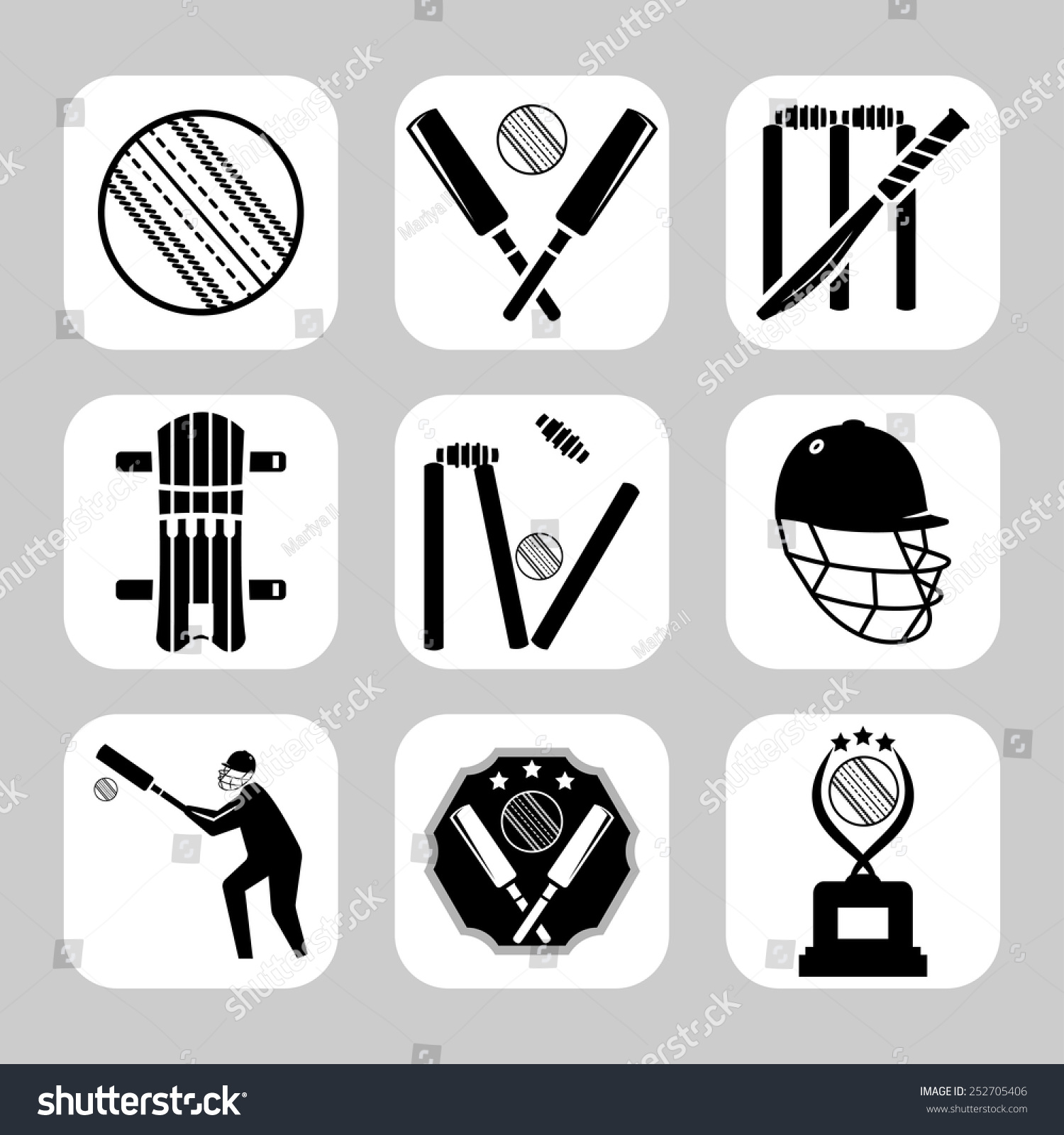 Vector Cricket Related Icon Set Stock Vector (Royalty Free) 252705406 ...