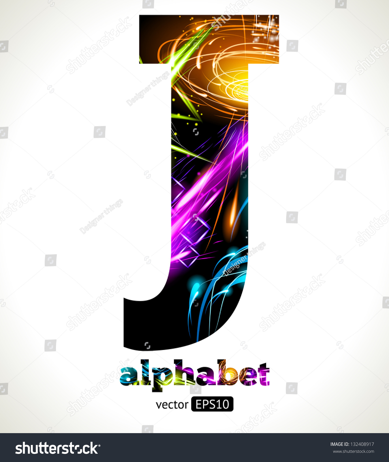 Vector Customizable Light Effect Alphabet Design Stock Vector 132408917 ...